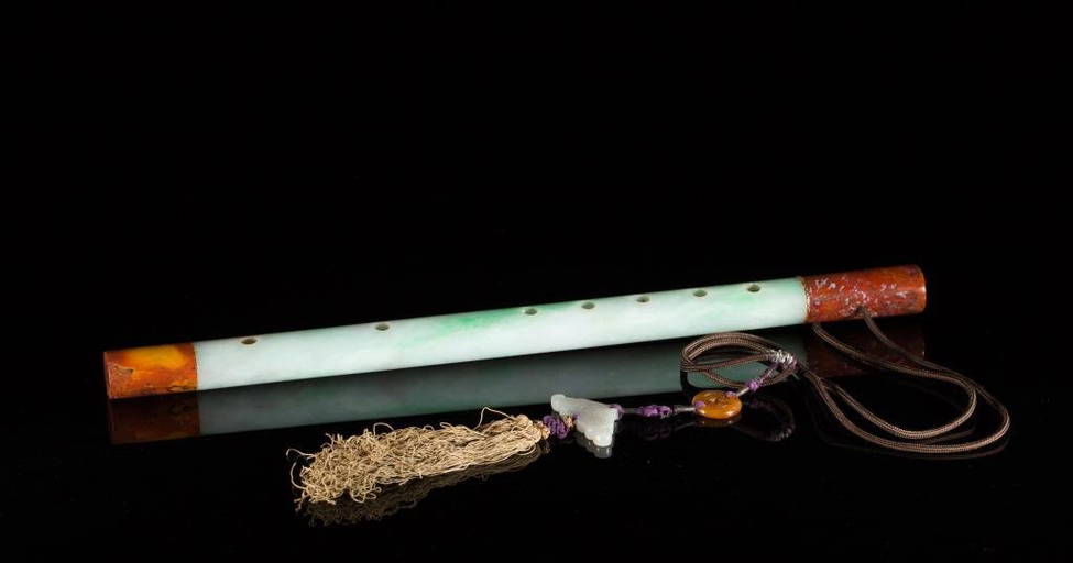 A Rare Jadeite & Chicken Blood Instrument