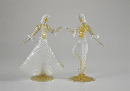 Pair Of Venetian Murano Glass Figures