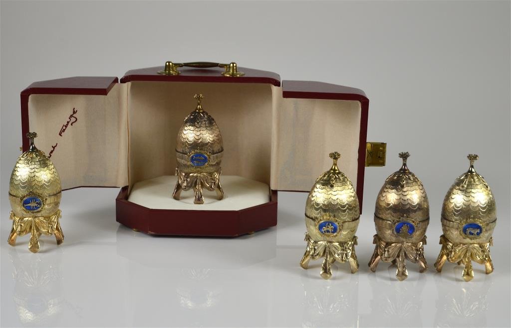 Five Contemporary Faberge Zodiac Eggs