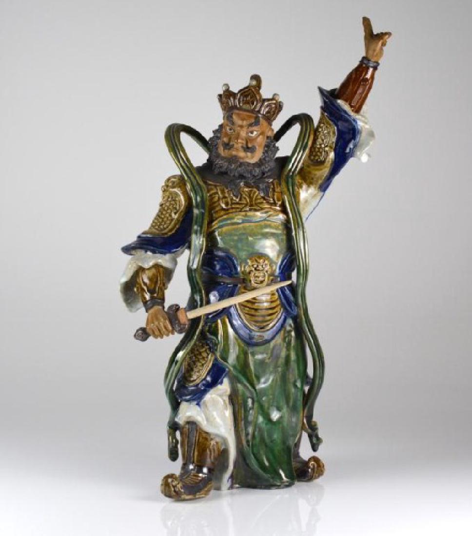 FOUR CERAMIC CHINESE TIAN WANG GOD STATUES