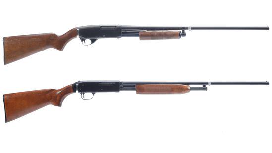 Two Slide Action Shotguns A) Savage/stevens Model 77f