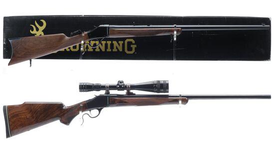 Two Browning Single Shot Falling Block Rifles