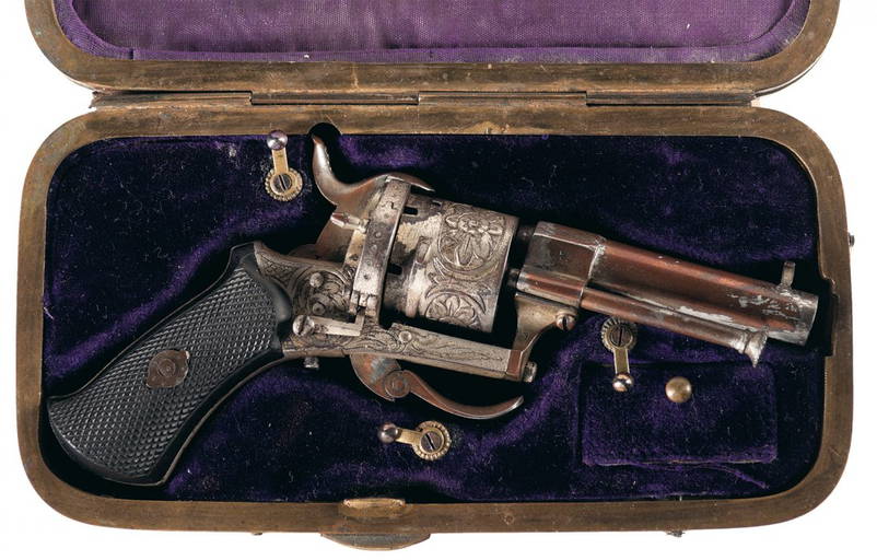 Engraved Pinfire Revolver With Unique Combination C