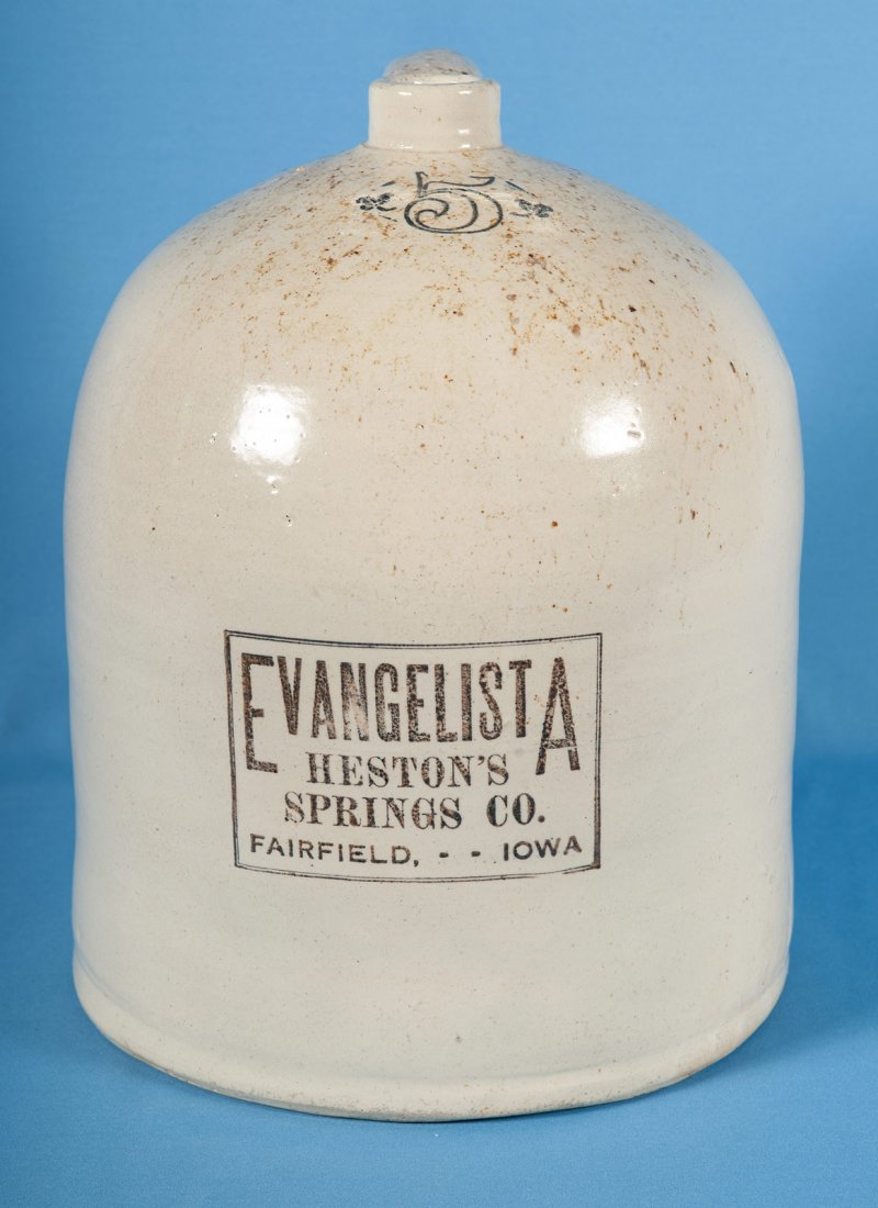 3369: Five Gallon Stoneware Beehive Advertising Jug