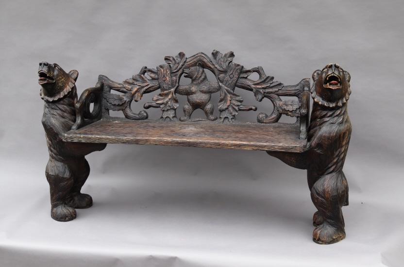 Black Forest Bench With Bears