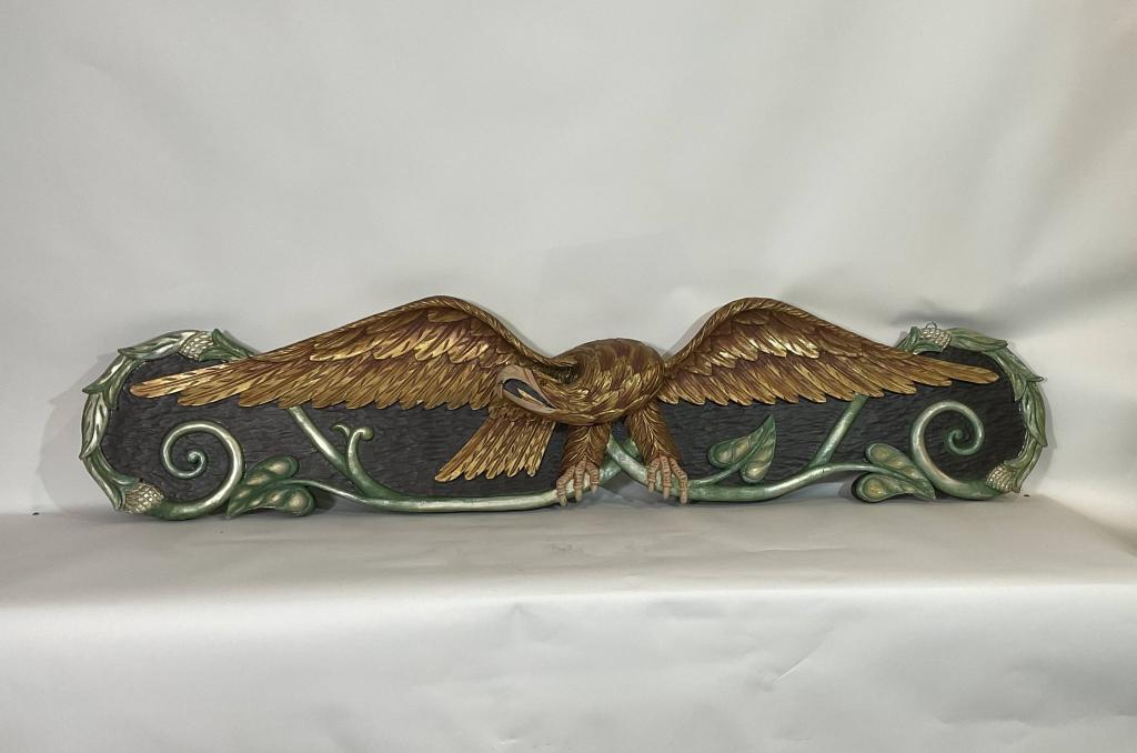 Carved Eagle Stern Board Seven Feet Long