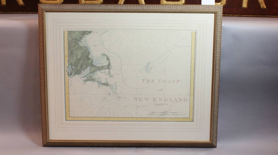 Hand Colored Boston Harbor Chart