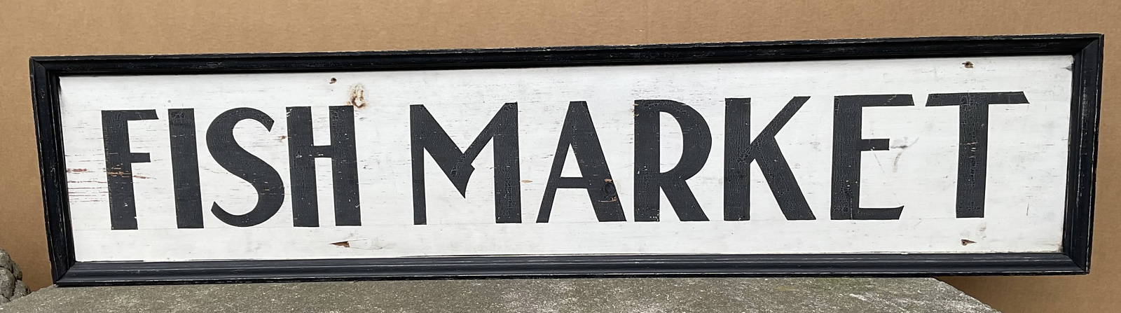 Antique Wood Fish Market Sign