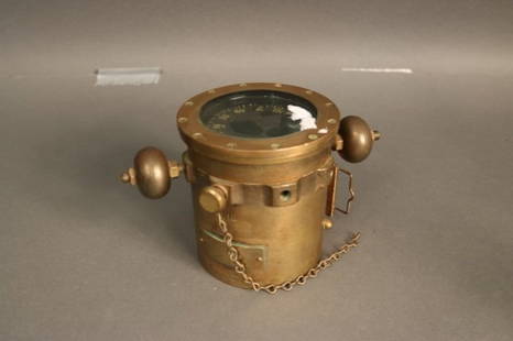 U.s. Navy Brass Nautical Ship Binnacle Compass