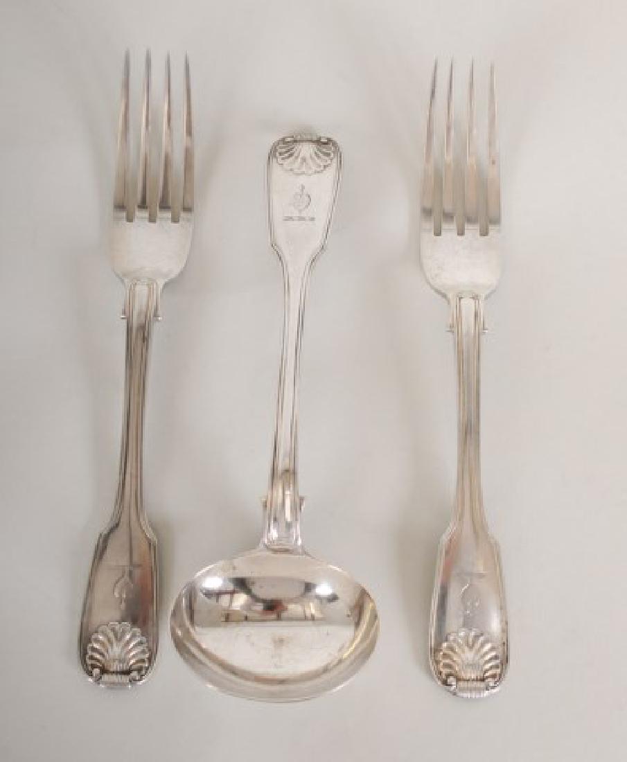 English Fiddle Thread & Shell Silver Flatware