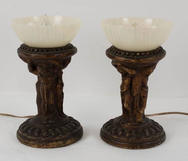 Pr. Art Deco Three Graces Torchiere Lamps