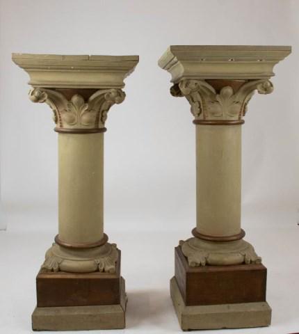 Pr. Monumental Gothic Revival Column Pedestals