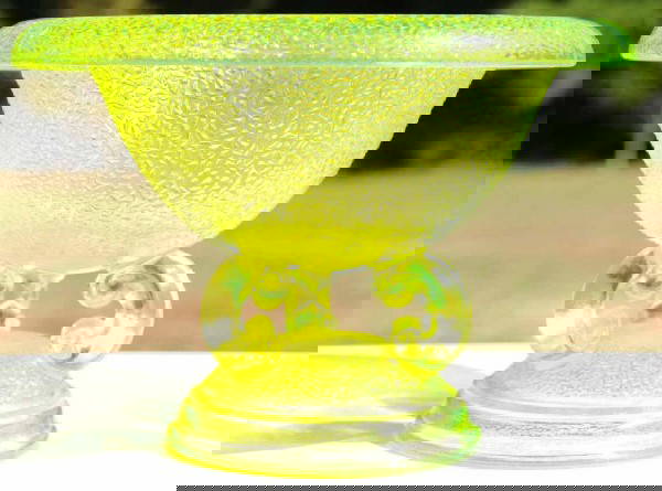 Yellow Uranium Vaseline Glass Compote