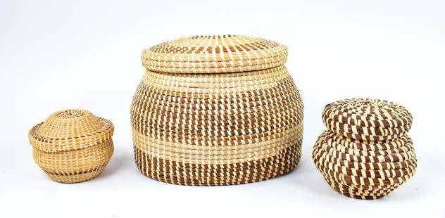 Charleston Sweet Grass Basket With Lid: