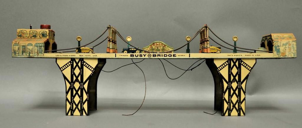 66: Marx Tin Wind Up "Busy Bridge" Toy