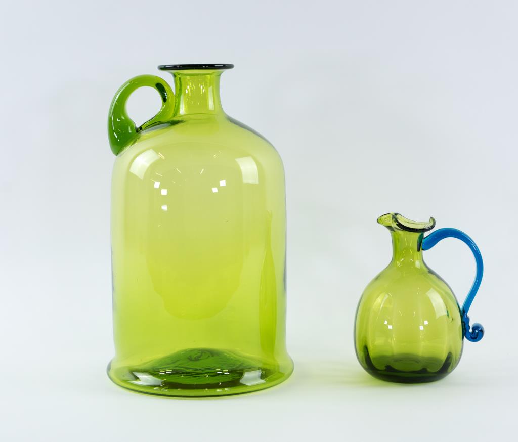 Blenko Green Art Glass Jug & Pitcher