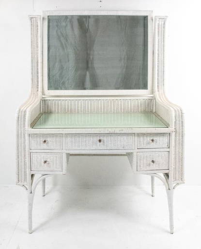 Reedcraft White Wicker Dressing Table