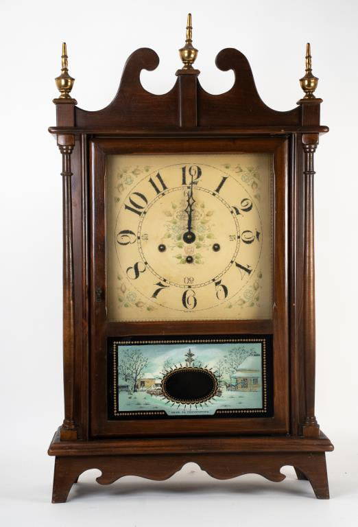 New England Clock Co. Pillar & Scroll Clock Auction