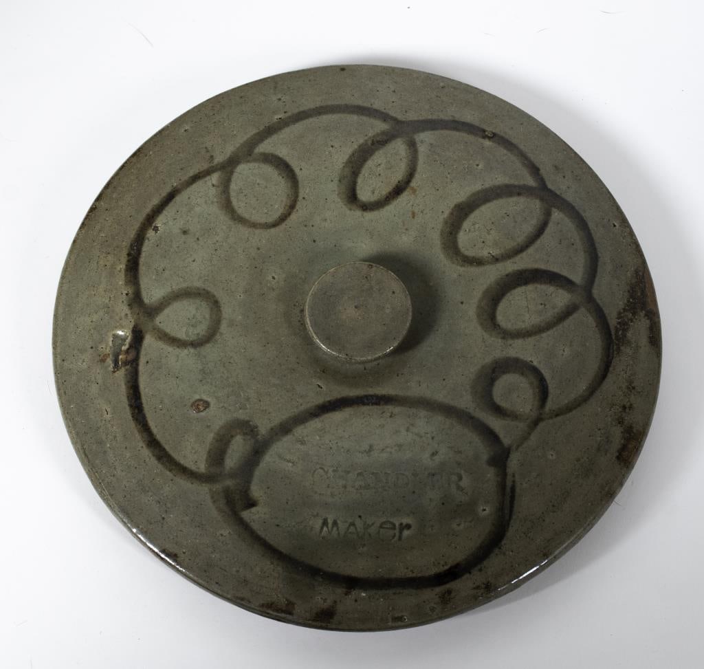 Rare Stamped Chandler Edgefield Stoneware Lid Auction