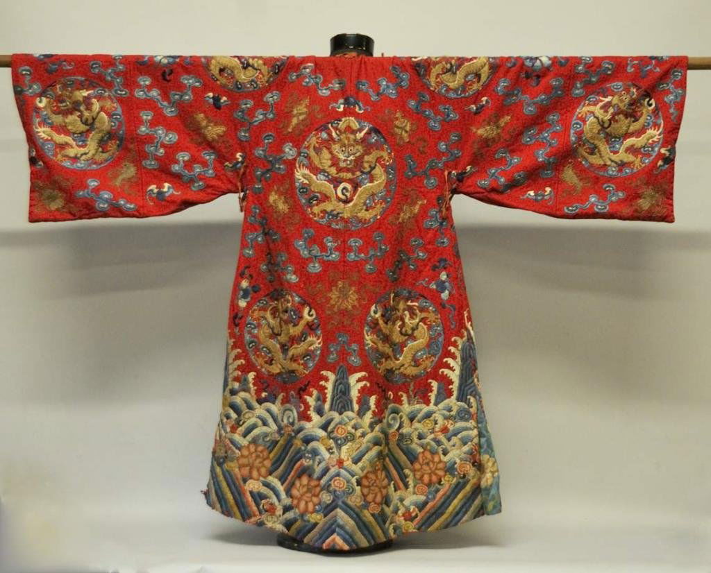 Chinese Gold Dragon Heavily Embroidered Robe