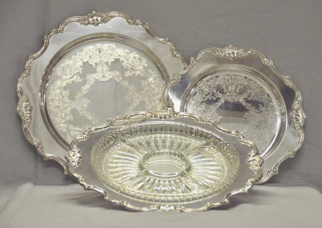 3 Gorham Strasbourg Silverplate Trays