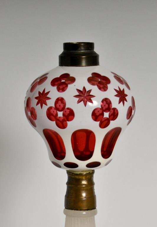 Cut Overlay Quatrefoil Oil Lamp