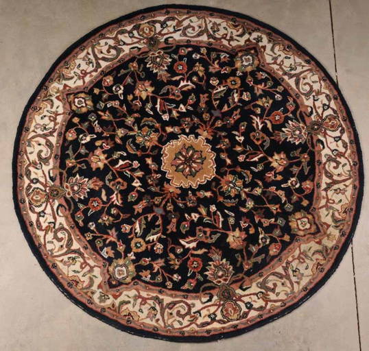 Round Wool Area Rug, 6'5"