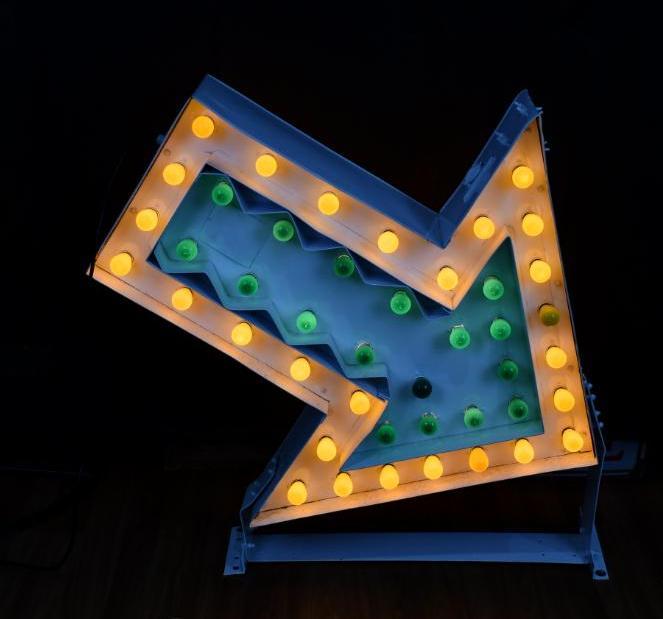 Double-Sided Lighted Arrow Sign (repainted) - Jul 31, 2021 | Matthews ...