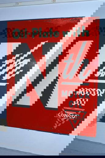 Conoco "oil Plate With Nth Motor Oil" Dst Sign 36x