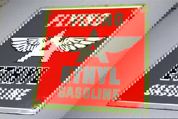 Flying A Ethyl Gasoline, Ppp Sign, 10x10 Inches,