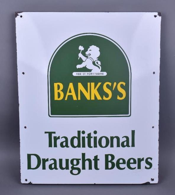 Banks's Traditional Draught Beer W/logo Porcelain Sign