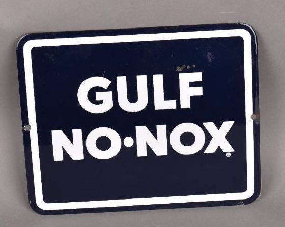 Gulf No Nox Porcelain Pump Plate Sign