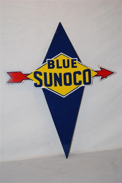 1: Blue Sunoco with arrow PPP diecut sign, 22x18 inches