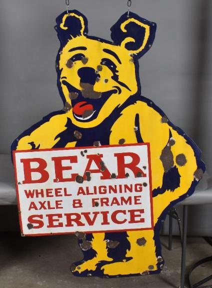Bear Wheel Alignment Porcelain Sign