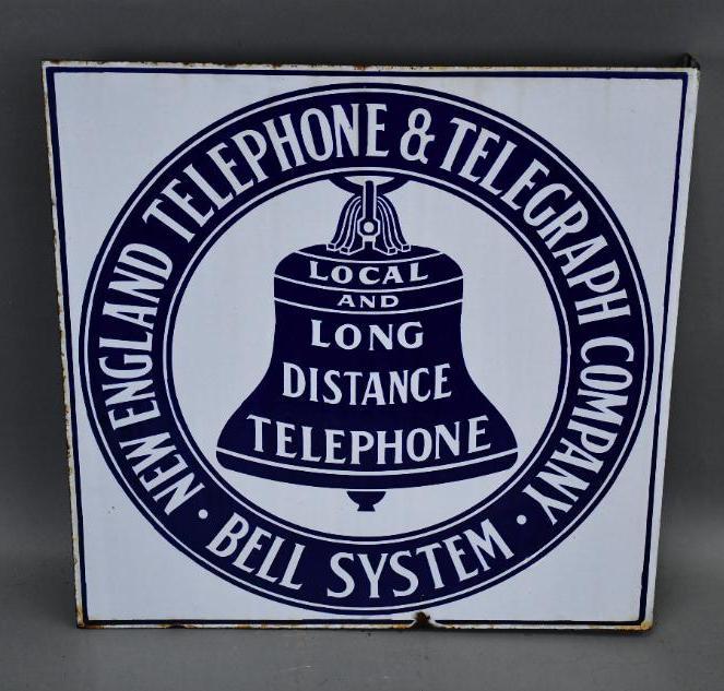 New England Telephone & Telegraph Porcelain Flange Sign