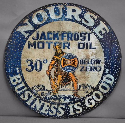 Nourse Jack-Frost Motor Oil w/Viking Logo Metal Sign - Apr 02, 2022 ...
