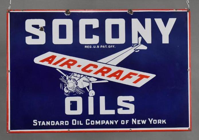 Socony Air-Craft Oils w/Monocoupe Logo Porcelain Sign - Apr 03, 2022 ...