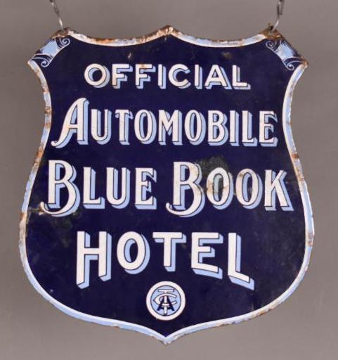 Official Automobile Blue Book Hotel Porcelain Sign