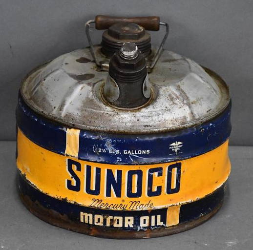 Sunoco Motor Oil 2.5 Gallon Round Metal Can