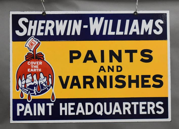 Sherwin Williams Paints And Vanish W/logo Porcelain Sign (tac)