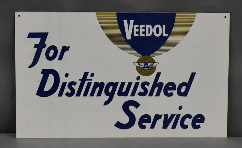Veedol w/Flying Logo "For Distinguished Service" Metal Sign (TAC ...