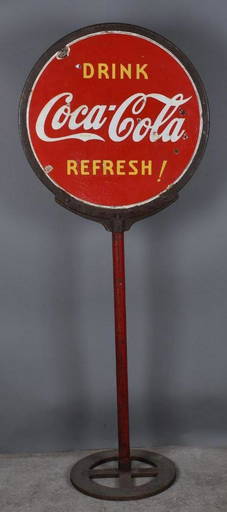 Drink Coca Cola Refresh! Porcelain Curb Sign (tac) Drink Coca Cola Refresh! Porcelain Curb Sign (tac)