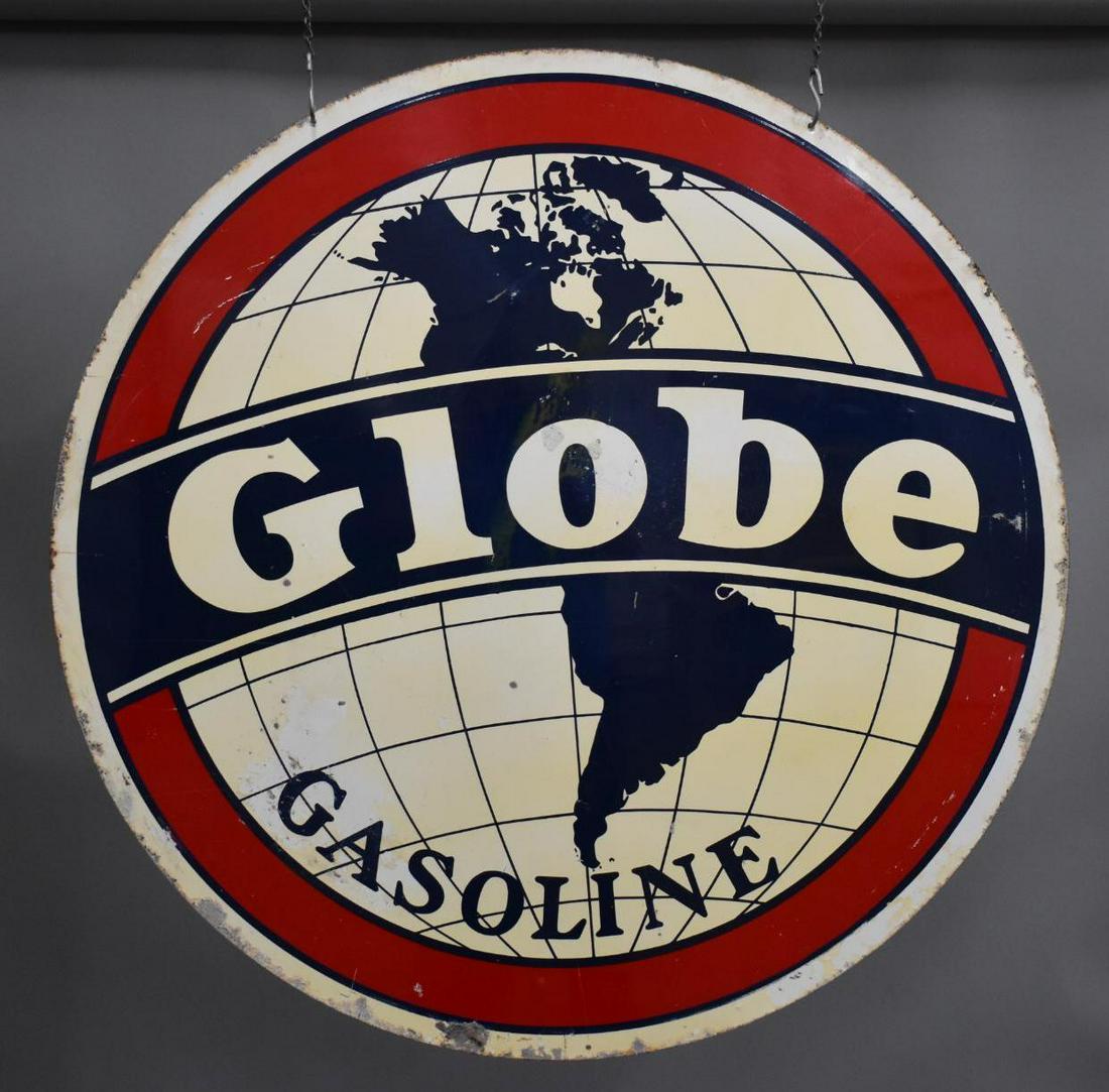 Globe Gasoline W/western Hemisphere Logo Metal Sign (tac)