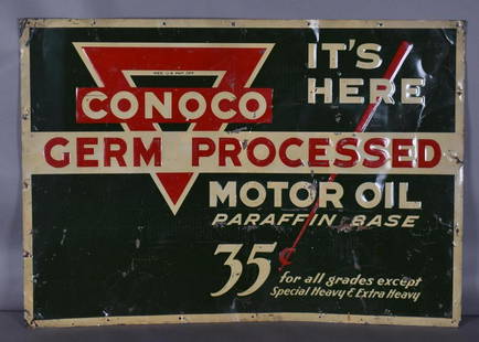 Conoco Germ Processed Motor Oil Curb Sign