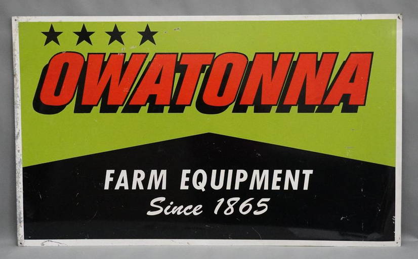 Owatona "Farm Equipment" Metal Sign - Dec 10, 2022 | Matthews Auctions ...