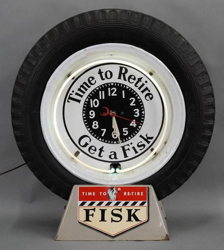 Time To Retire Get Fisk Neon Clock Mounted In A Fisk Tire