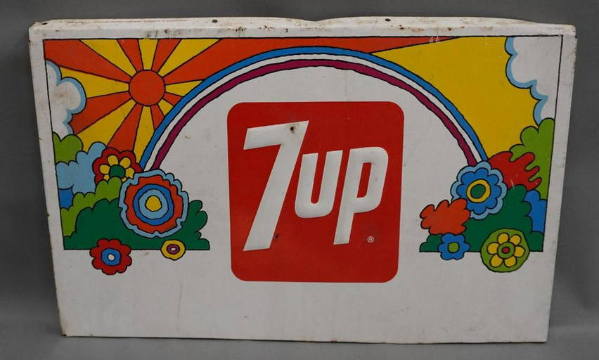 7up "peter Max" Metal Cooler Sign
