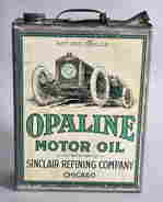 OUTSTANDING SINCLAIR OPALINE MOTOR OIL ONE GALLON CAN W/ DETAILED RACE ...