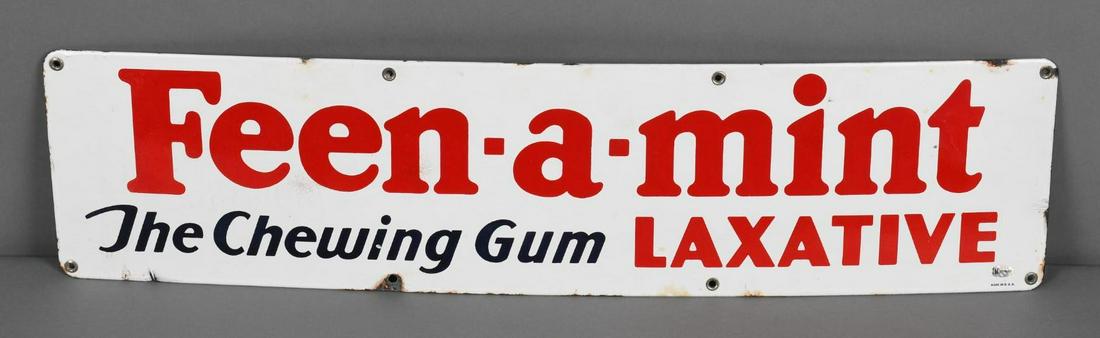 Feen-a-mint "the Chewing Gum" Laxative Porcelain Sign (tac) Auction