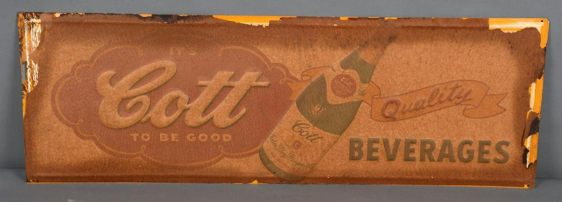Cott Quality Beverages W/bottle Metal Sign Auction